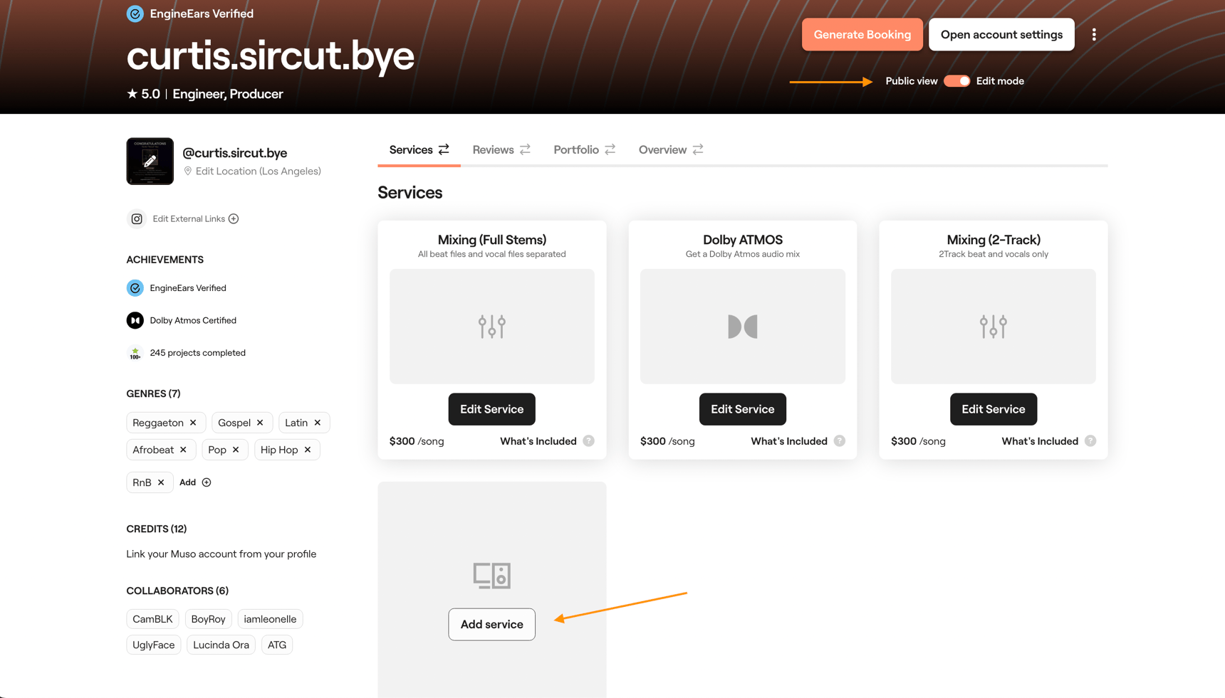 How do I create a service package on EngineEars?